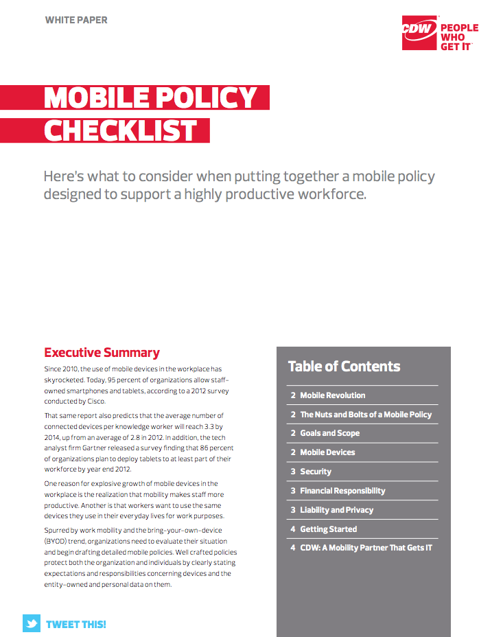 Mobile Policy Checklist | BizTech Magazine
